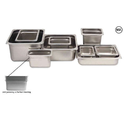 Gourmet Steel 188 Stainless Steel Anti-Jam Food Insert Pan, Size 1/3
